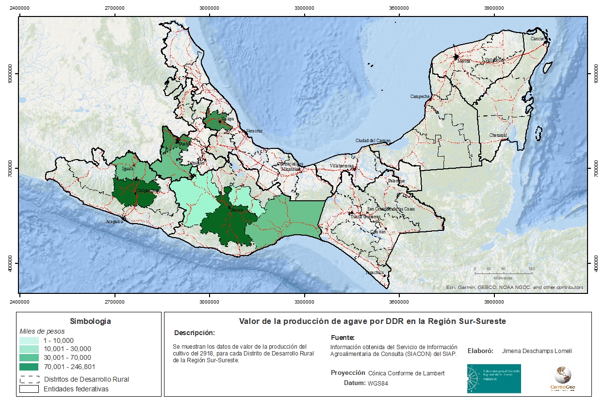 Valor de la producción y representación cartográfica del Agave – Fidesur
